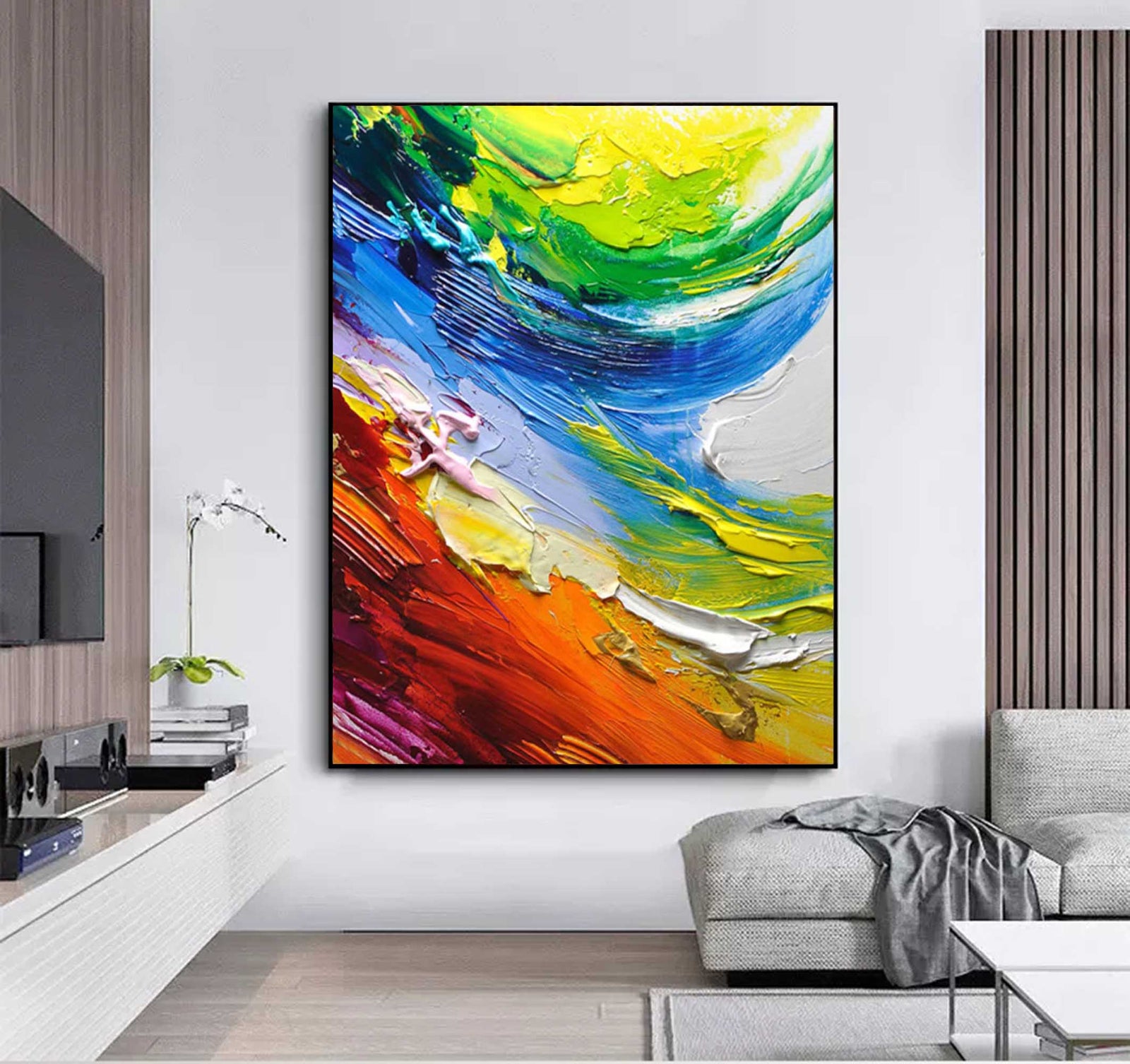 Colorful Abstract Oil Painting Colorful Textured Abstract Art Knife ...