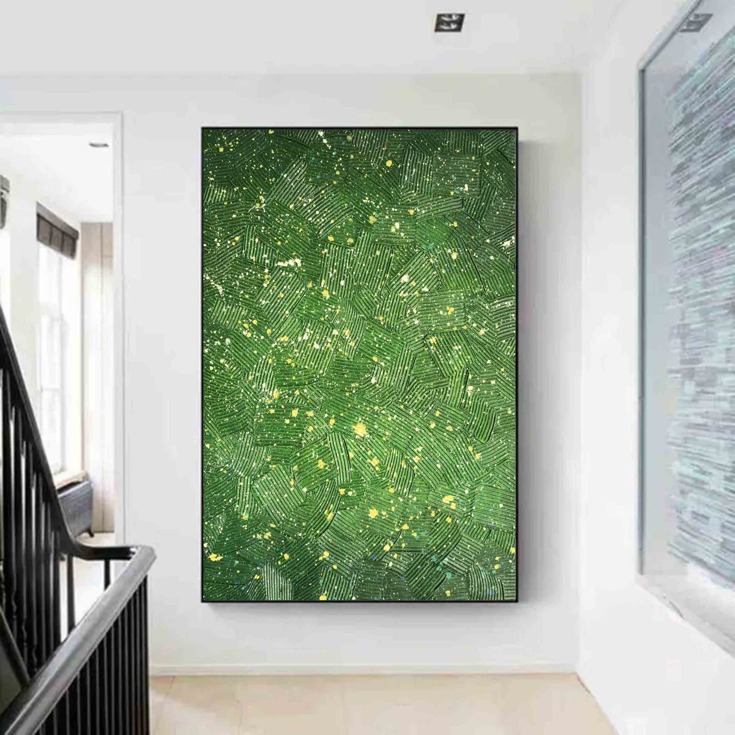 Green Textured Abstract Canvas Painting Green Textured Wall Art Green ...