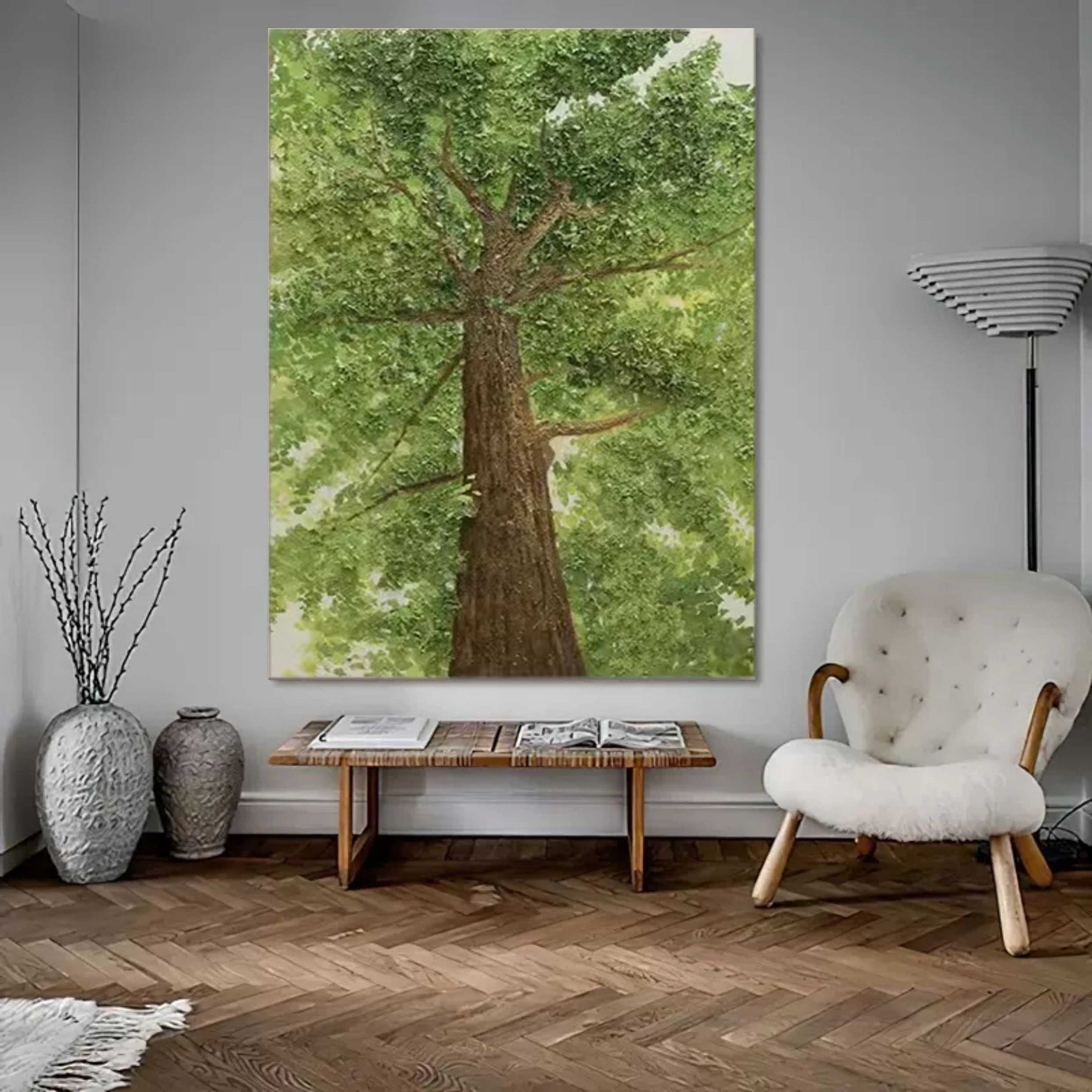 Big Green Tree Art on Canvas Green Textured Big Tree Canvas Painting ...