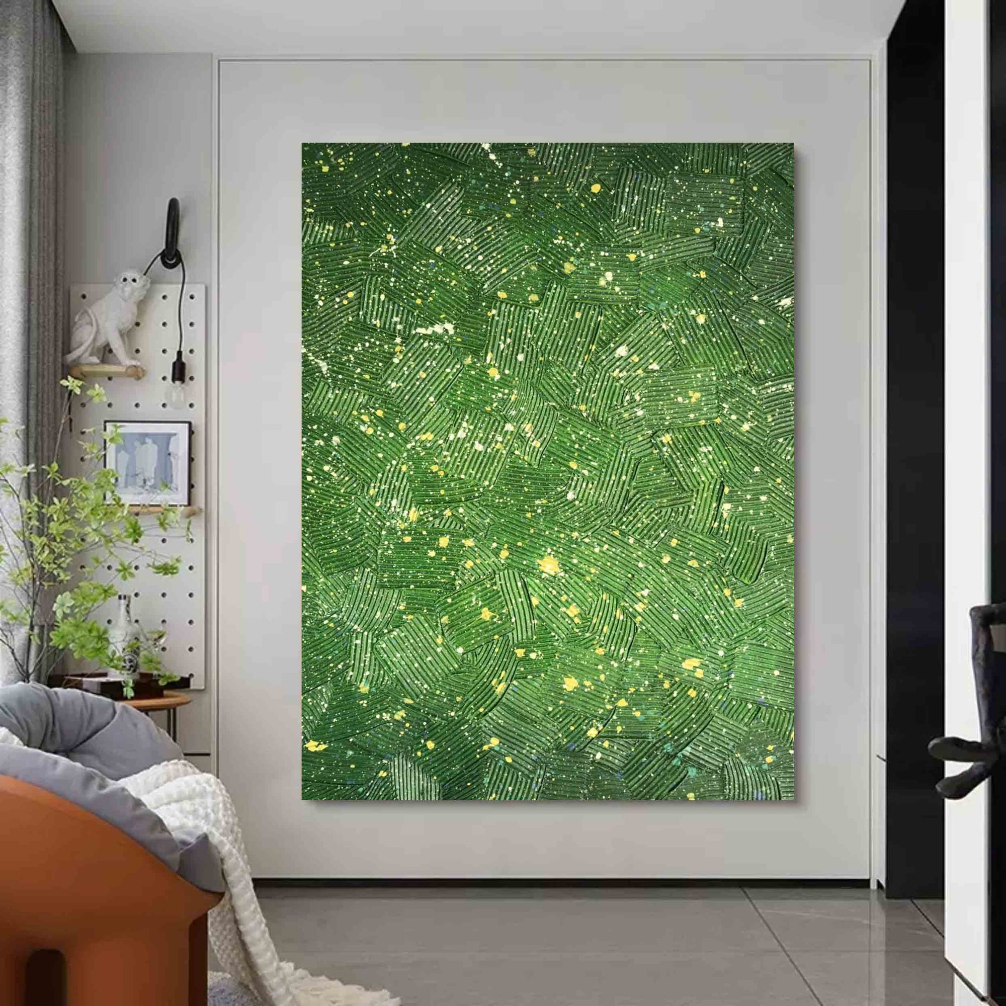 Green Textured Abstract Canvas Painting Green Textured Wall Art Green ...