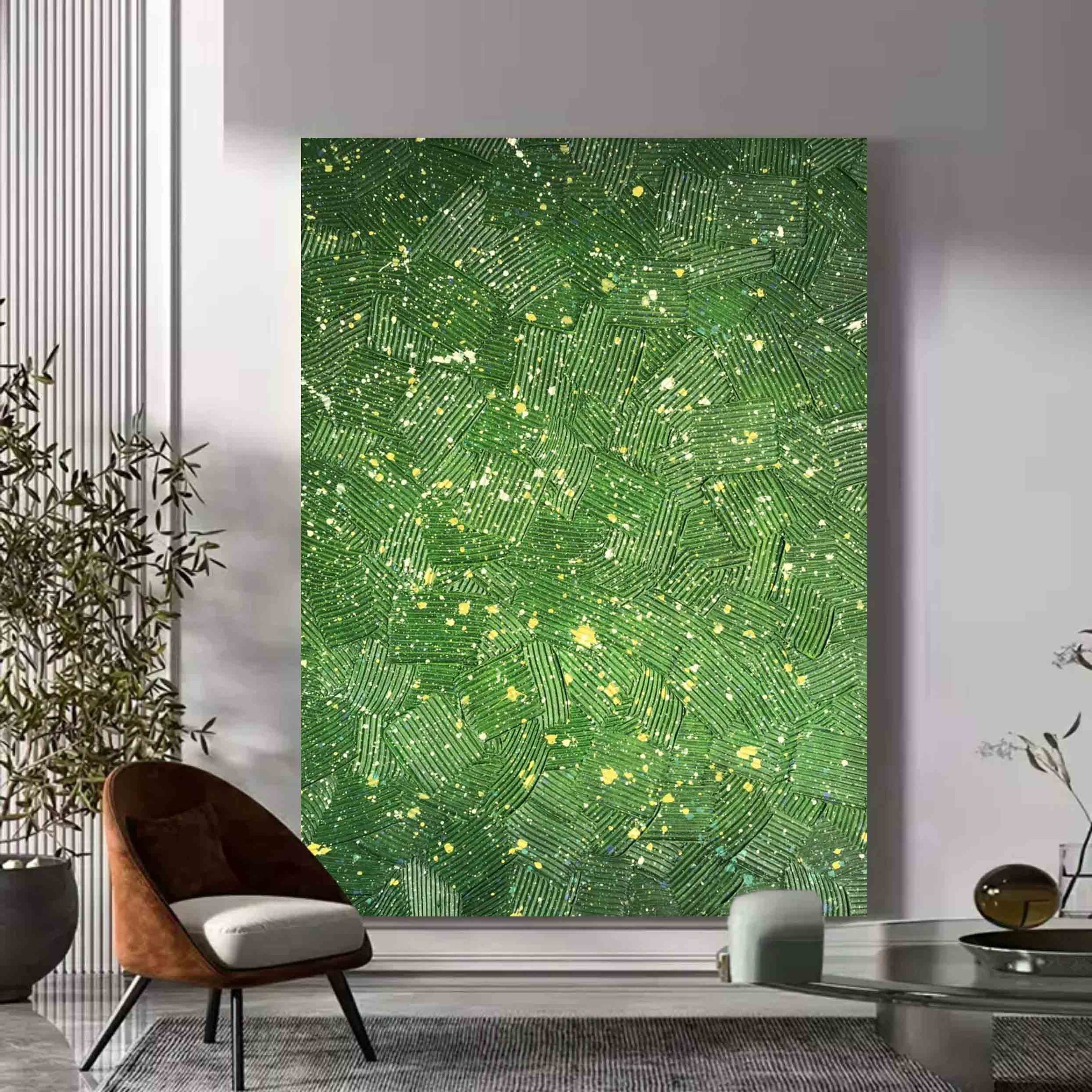 Green Textured Abstract Canvas Painting Green Textured Wall Art Green ...