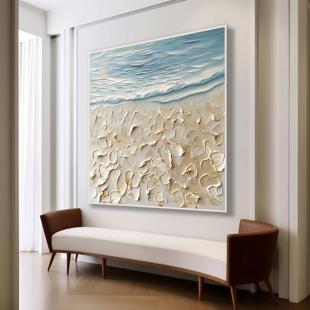 Blue and Beige Coast Beach Texture Painting Coast Beach Texture Canvas ...