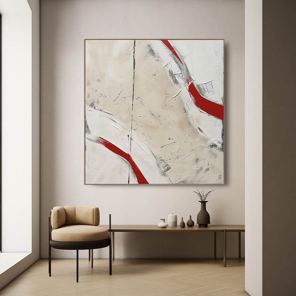 Large Red and White Minimalist Abstract Art for Sale Red and White ...