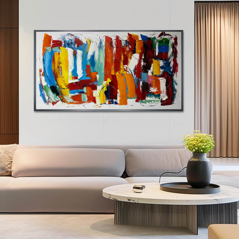 Large Colorful Living Room Wall Painting Colorful Abstract Canvas Art ...