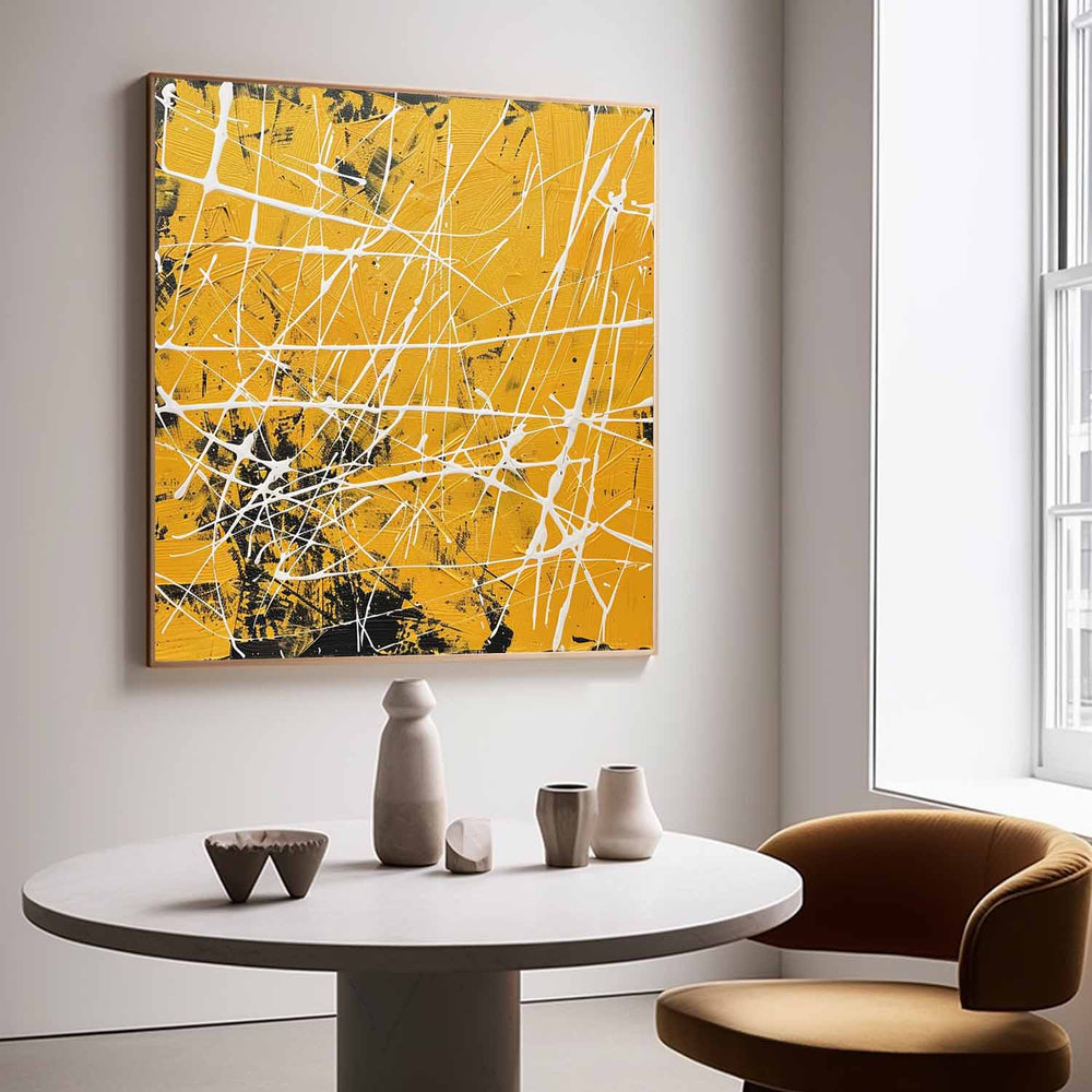 Yellow Abstract Wall Decor Painting Yellow Pollock Abstract Texture ...