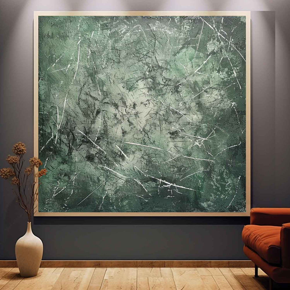 Large Green Modern Wall Decor Painting Green Abstract Canvas Art for ...