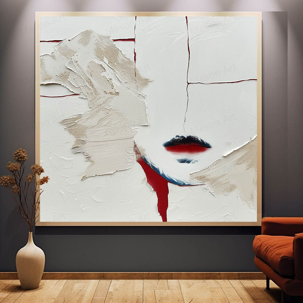 Large Red Lips Abstract Art for Sale Large Red Lips Plaster Texture ...