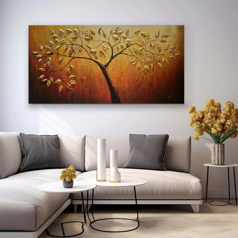 Large 3D Dold Leaf Tree Wall Art Decor Golden Leaf Tree Wall Decoration ...