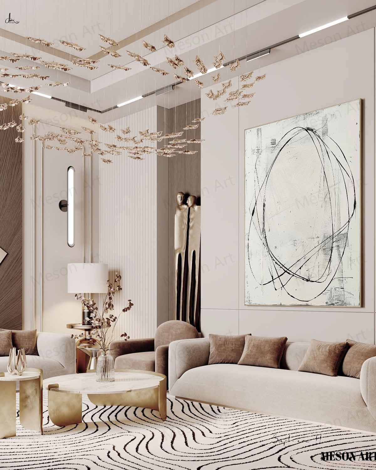 Large White Abstract Canvas Wall Art White Abstract Oil Painting ...