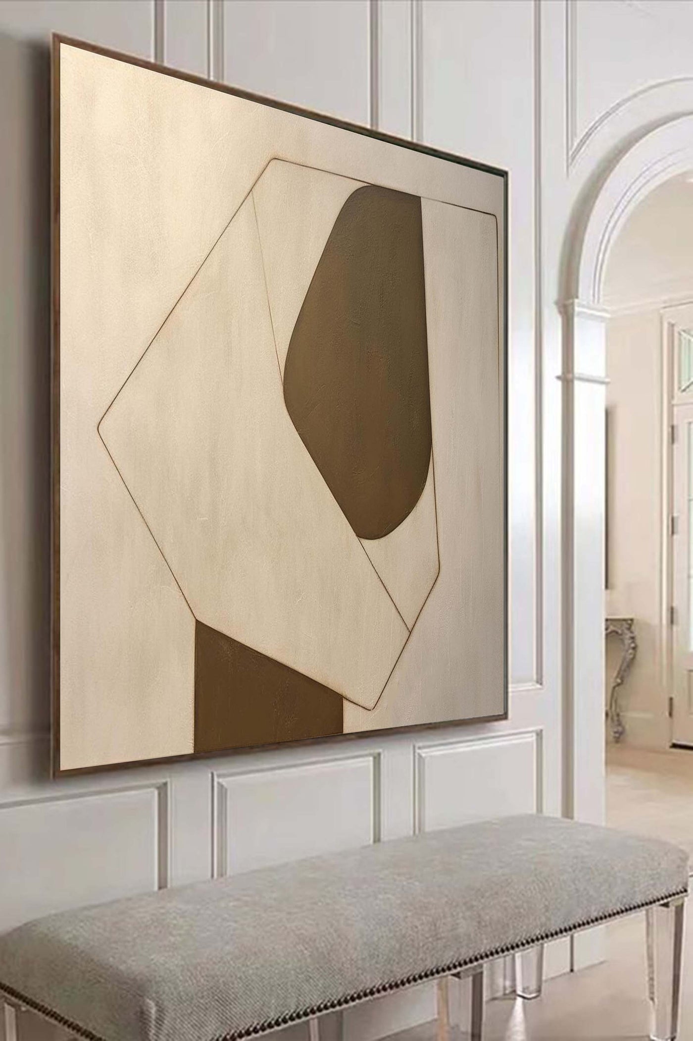 Large 3D Beige and Brown Minimalistic Wall Art Beige and Brown Texture ...