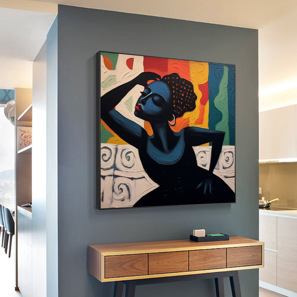 Elegant Lady Art on Canvas Colorful Woman Textured Canvas Oil Painting ...