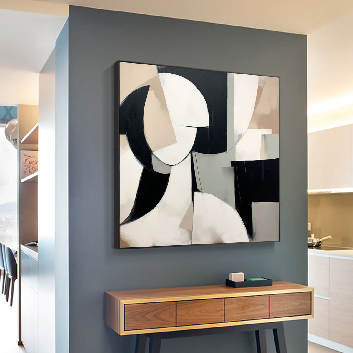Large Black and White Minimalist Abstract Canvas Art Black Minimalist ...