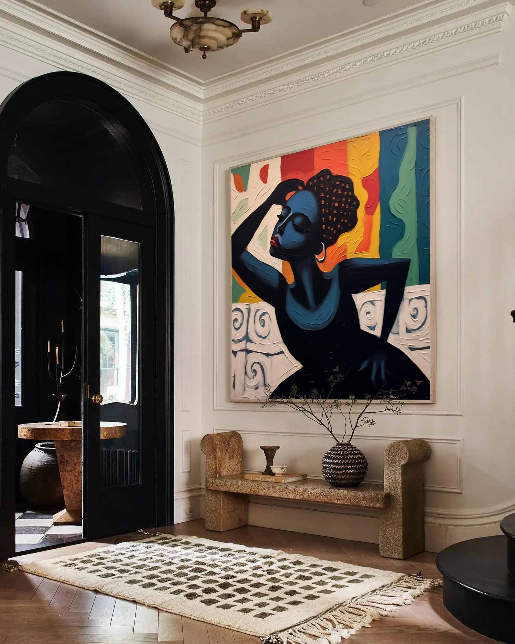 Elegant Lady Art on Canvas Colorful Woman Textured Canvas Oil Painting ...