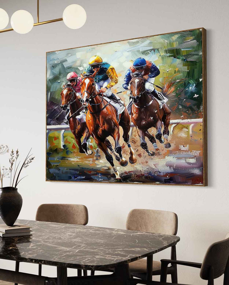Horse Racing Canvas Wall Painting Decor Horse Racing Canvas Art For ...