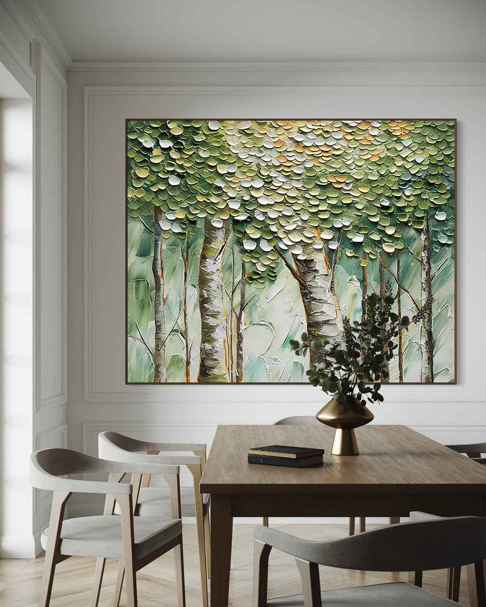 3D Green Tree Texture Painting 3D Green Tree Modern Canvas Wall Art ...