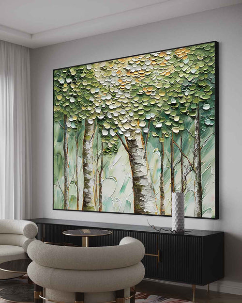 3D Green Tree Texture Painting 3D Green Tree Modern Canvas Wall Art ...