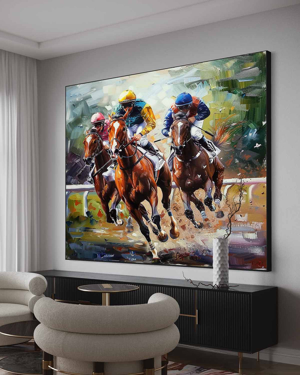 Horse Racing Canvas Wall Painting Decor Horse Racing Canvas Art For ...