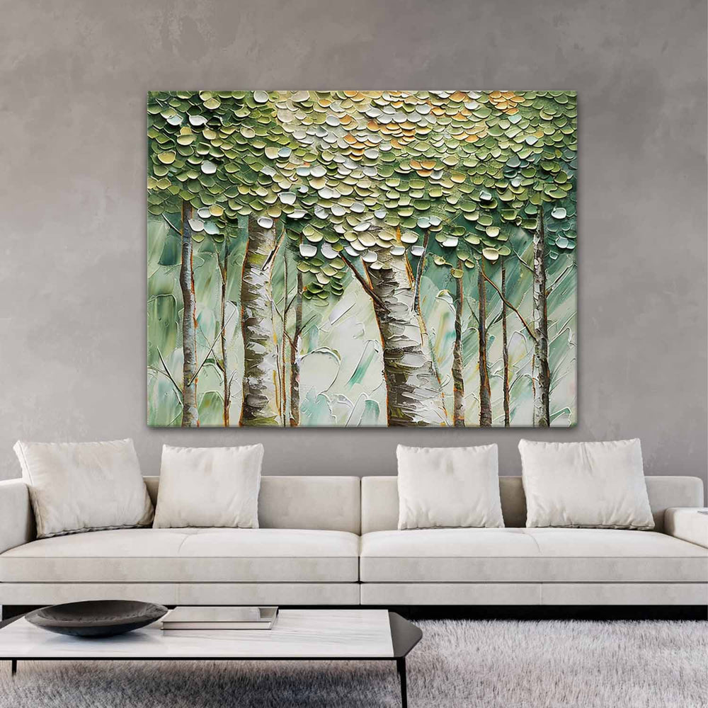 3D Green Tree Texture Painting 3D Green Tree Modern Canvas Wall Art ...