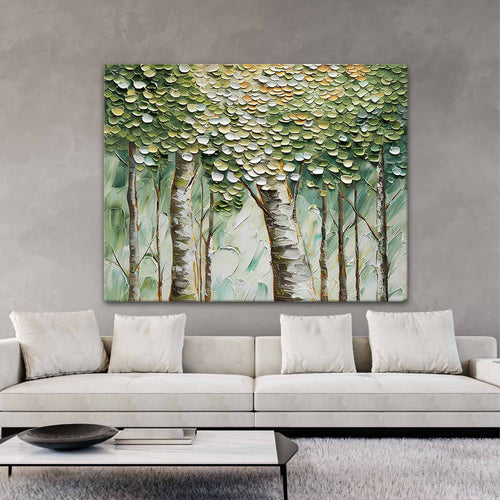 3D Green Tree Texture Painting 3D Green Tree Modern Canvas Wall Art ...