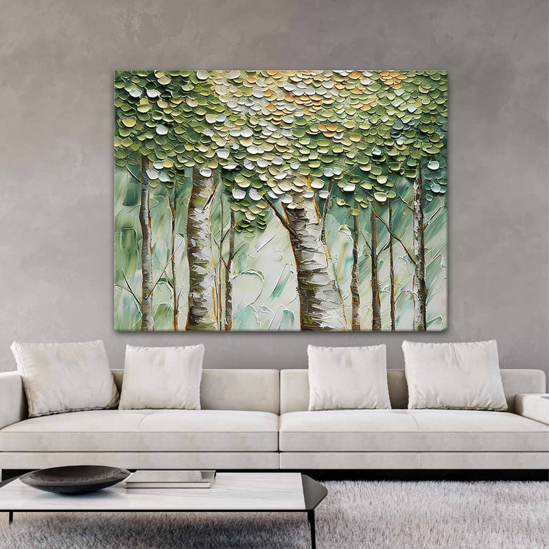 3D Green Tree Texture Painting 3D Green Tree Modern Canvas Wall Art ...