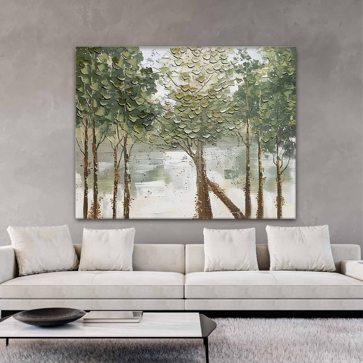 Green Tree Canvas Art Green Tree Texture Painting Tree Modern Canvas ...