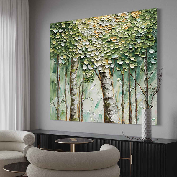 3D Green Tree Texture Painting 3D Green Tree Modern Canvas Wall Art ...