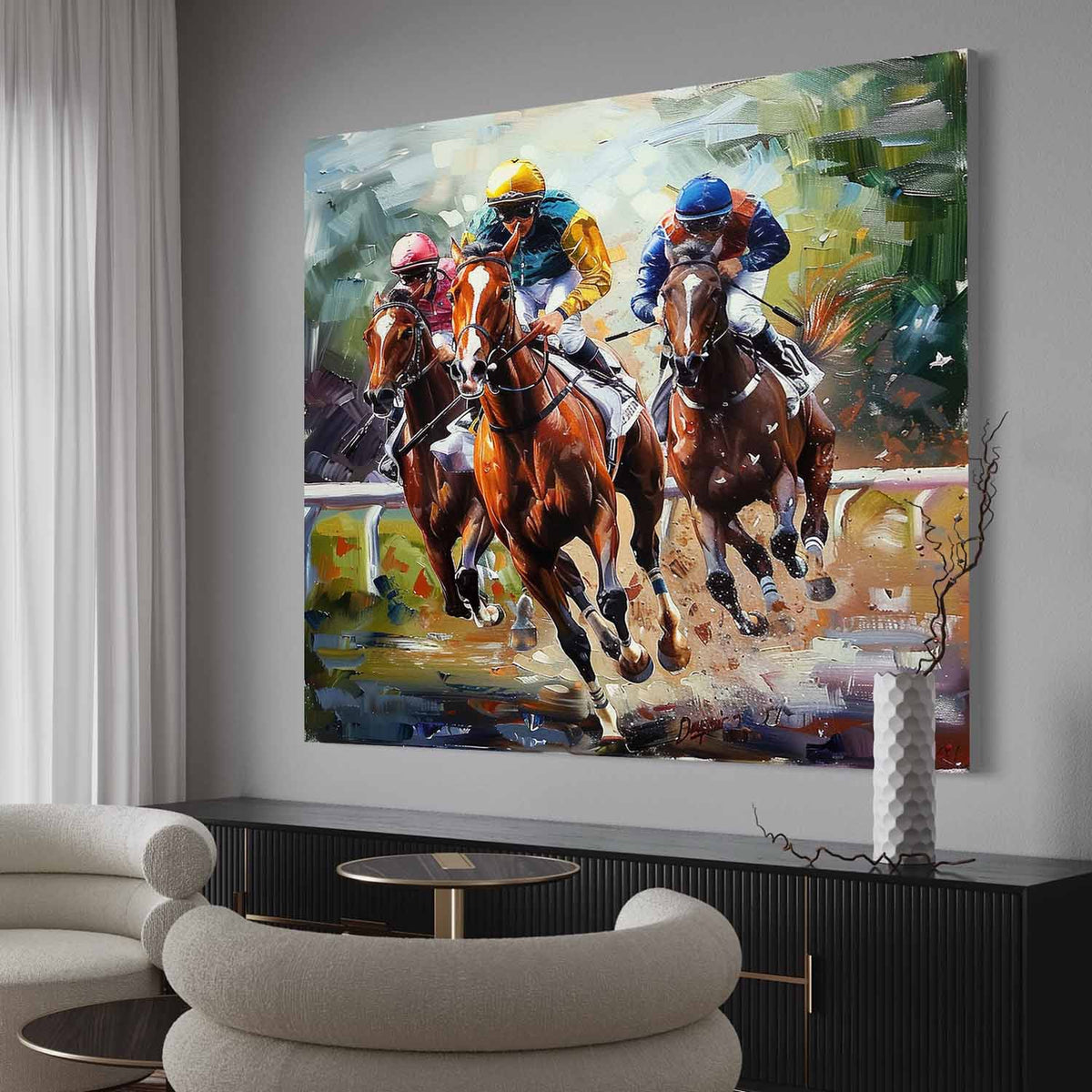 Horse Racing Canvas Wall Painting Decor Horse Racing Canvas Art For ...
