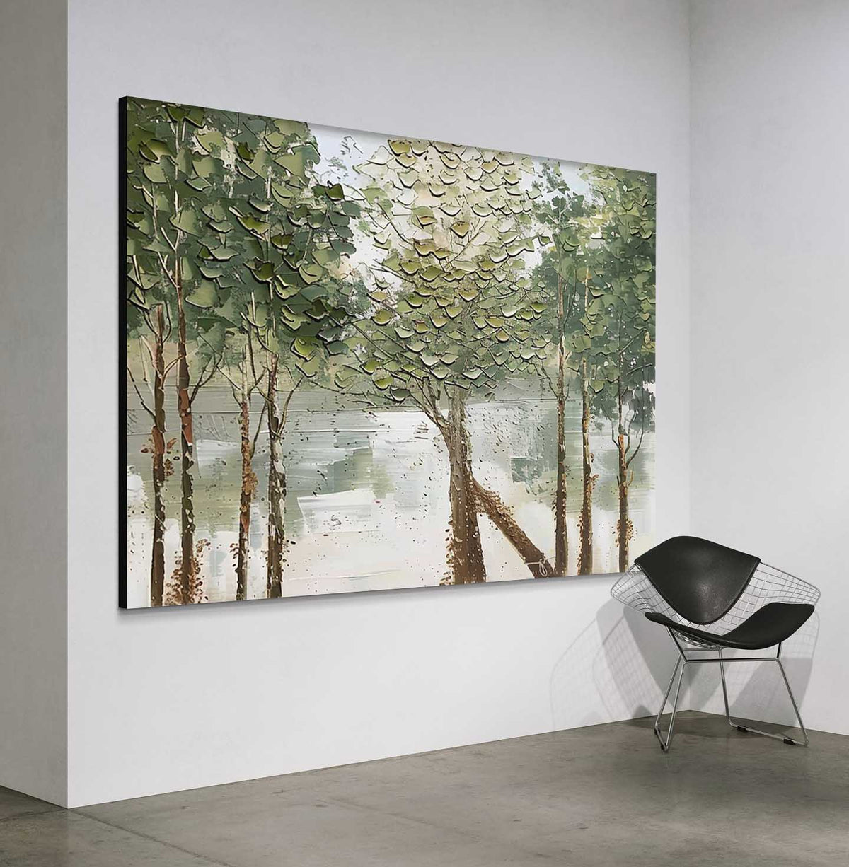 Green Tree Canvas Art Green Tree Texture Painting Tree Modern Canvas ...