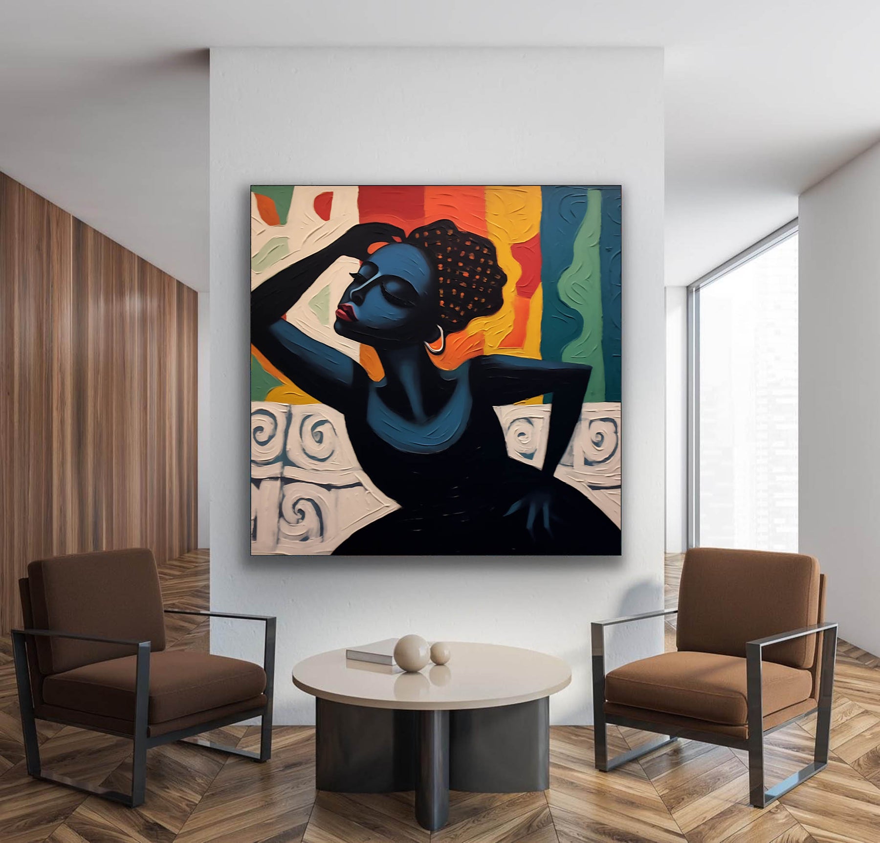 Elegant Lady Art on Canvas Colorful Woman Textured Canvas Oil Painting ...