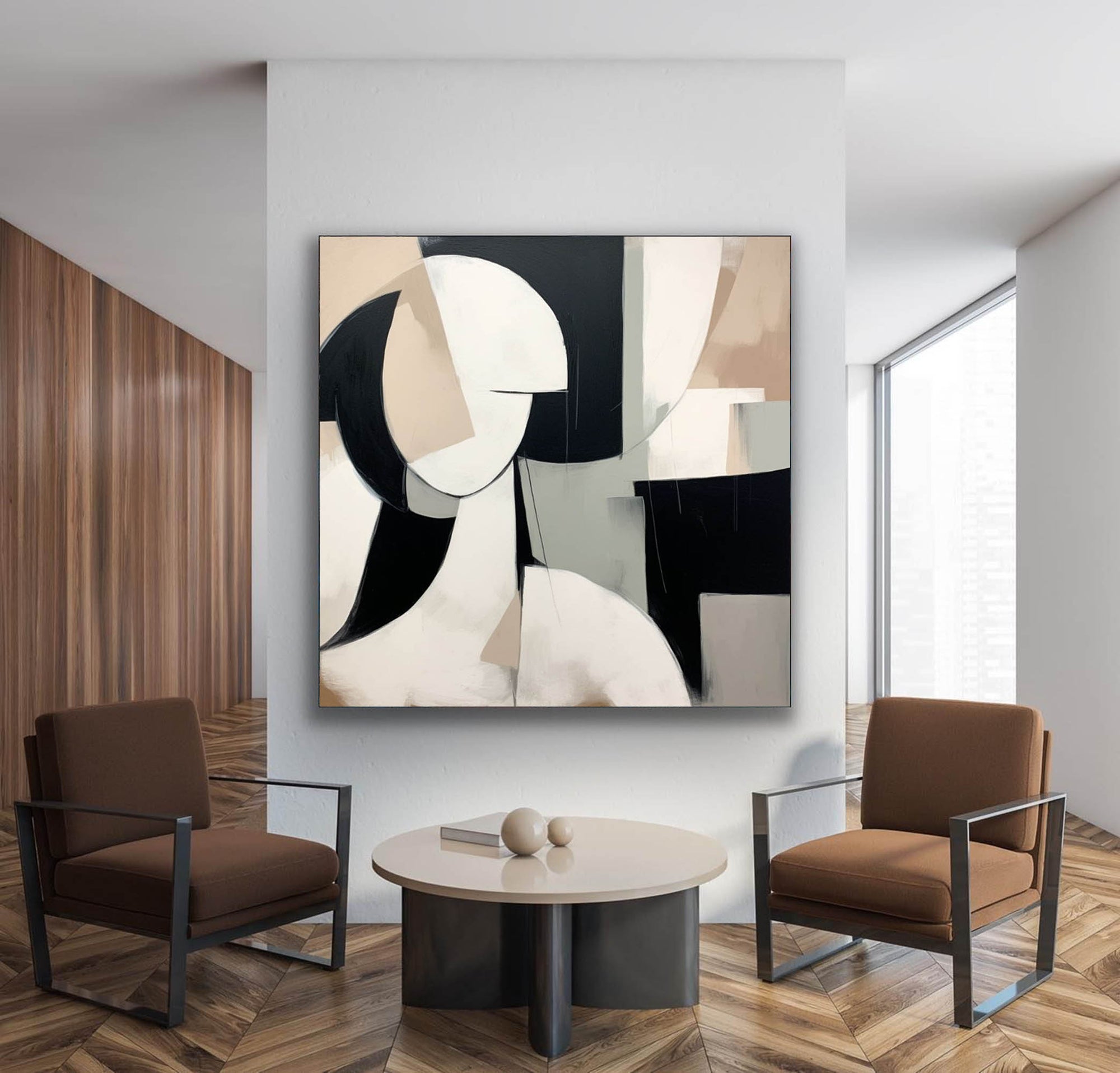 Large Black and White Minimalist Abstract Canvas Art Black Minimalist ...