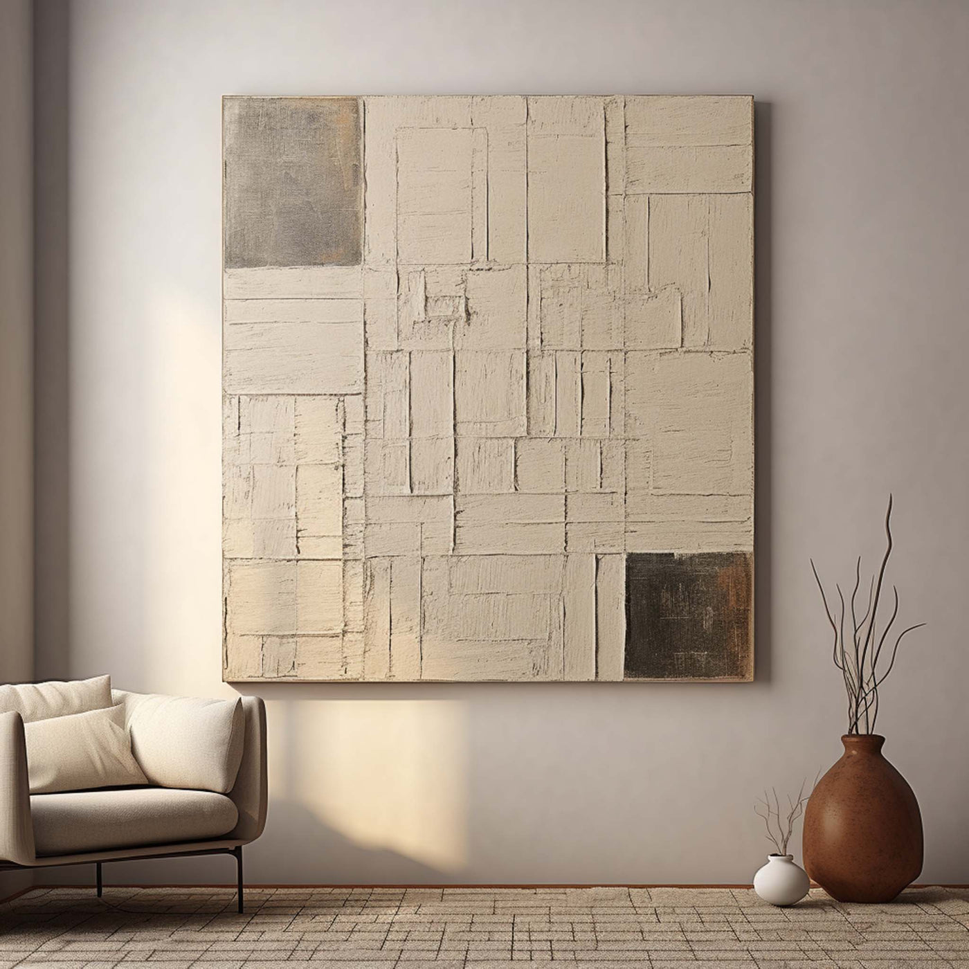 Large Beige Texture Painting Beige Abstract Minimalist Canvas Art Beige ...