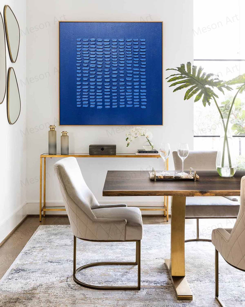 Large Blue 3D Texture Painting Blue Minimalist Wall Art Blue Abstract ...