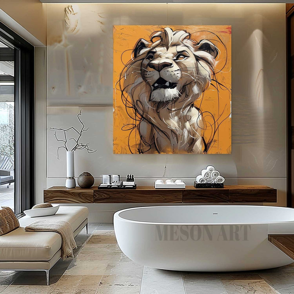 Lion Oil Painting Lion Graffiti Cartoon Canvas Wall Art Lion Graffiti ...