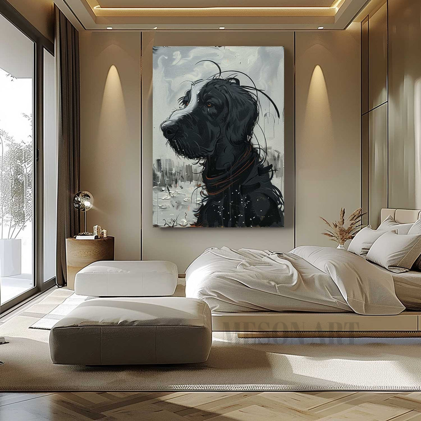 Large Dog Portrait Paintings for Sale Black and White Dog Portrait ...