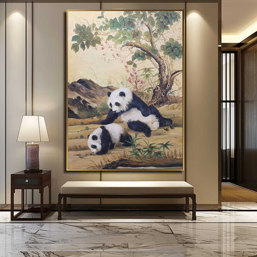 Realistic Pandas Oil Painting Hyperrealistic Panda Art Panda Landscape ...