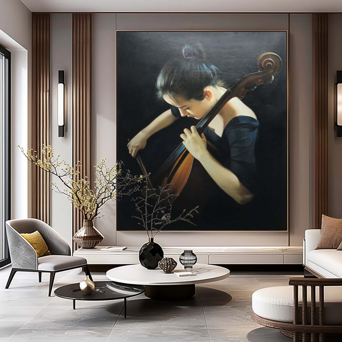 Realistic Oil Painting Of Girl Playing Cello Hyper-Realistic Cello Girl ...