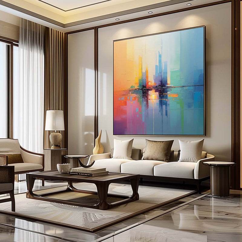 City Abstract 3D Wall Art Decor Contemporary Minimalist Colorful ...