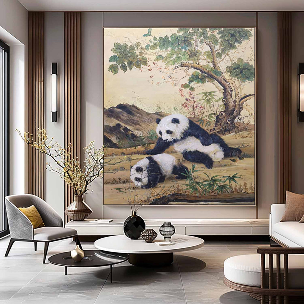 Realistic Pandas Oil Painting Hyperrealistic Panda Art Panda Landscape ...
