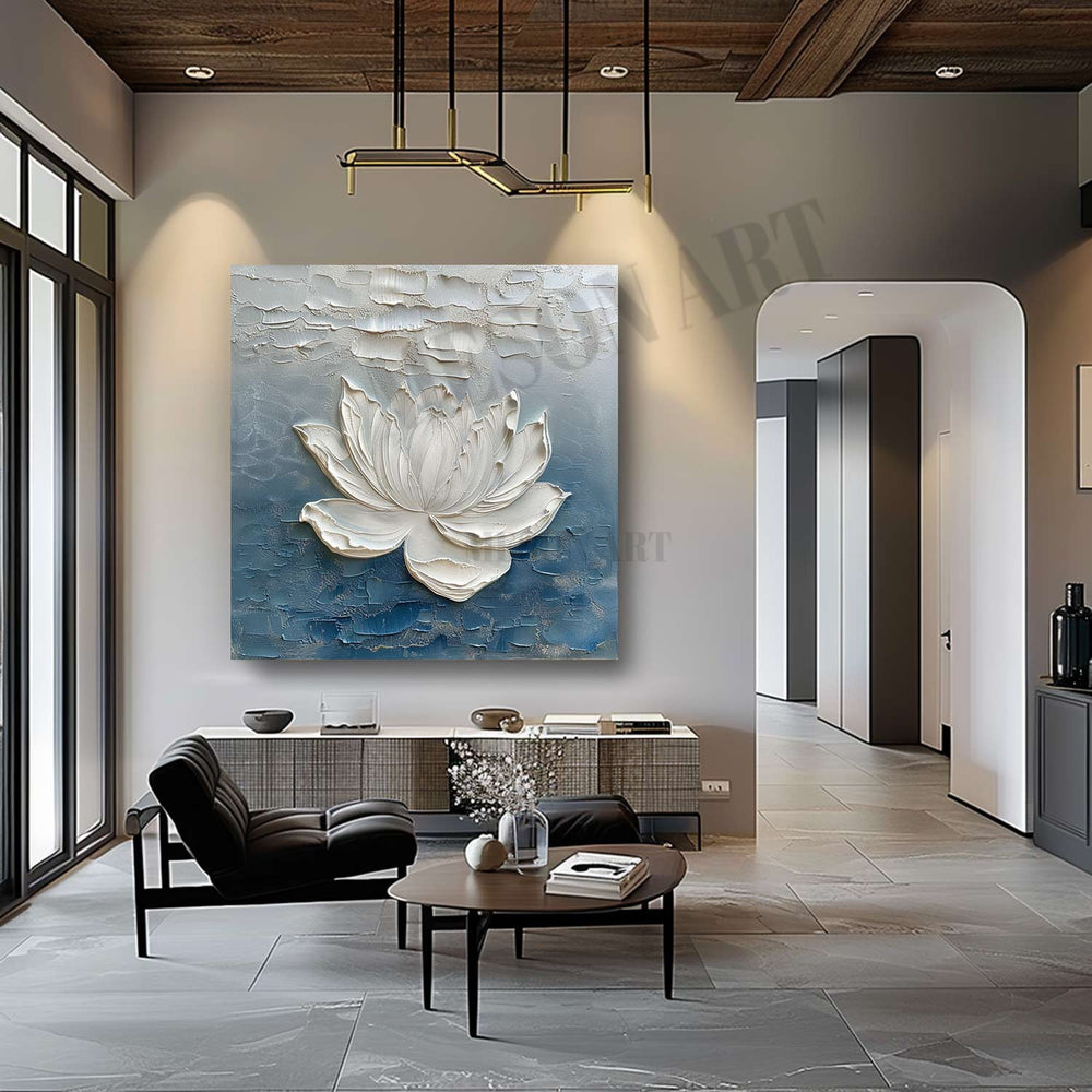 Monet Style Lotus Oil Painting for Sale 3D Textured Flower Canvas Wall ...