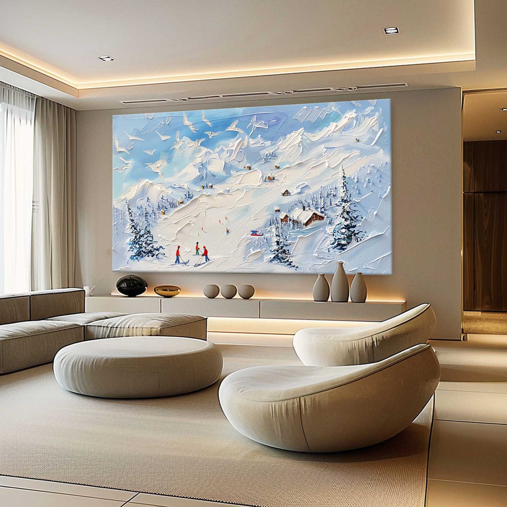 Large 3D White and Blue Snow Mountain Landscape Texture Painting Snow ...