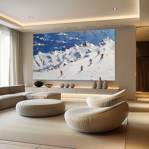 Large 3D Snow Mountain Skier Texture Painting Snow Mountain Skier ...