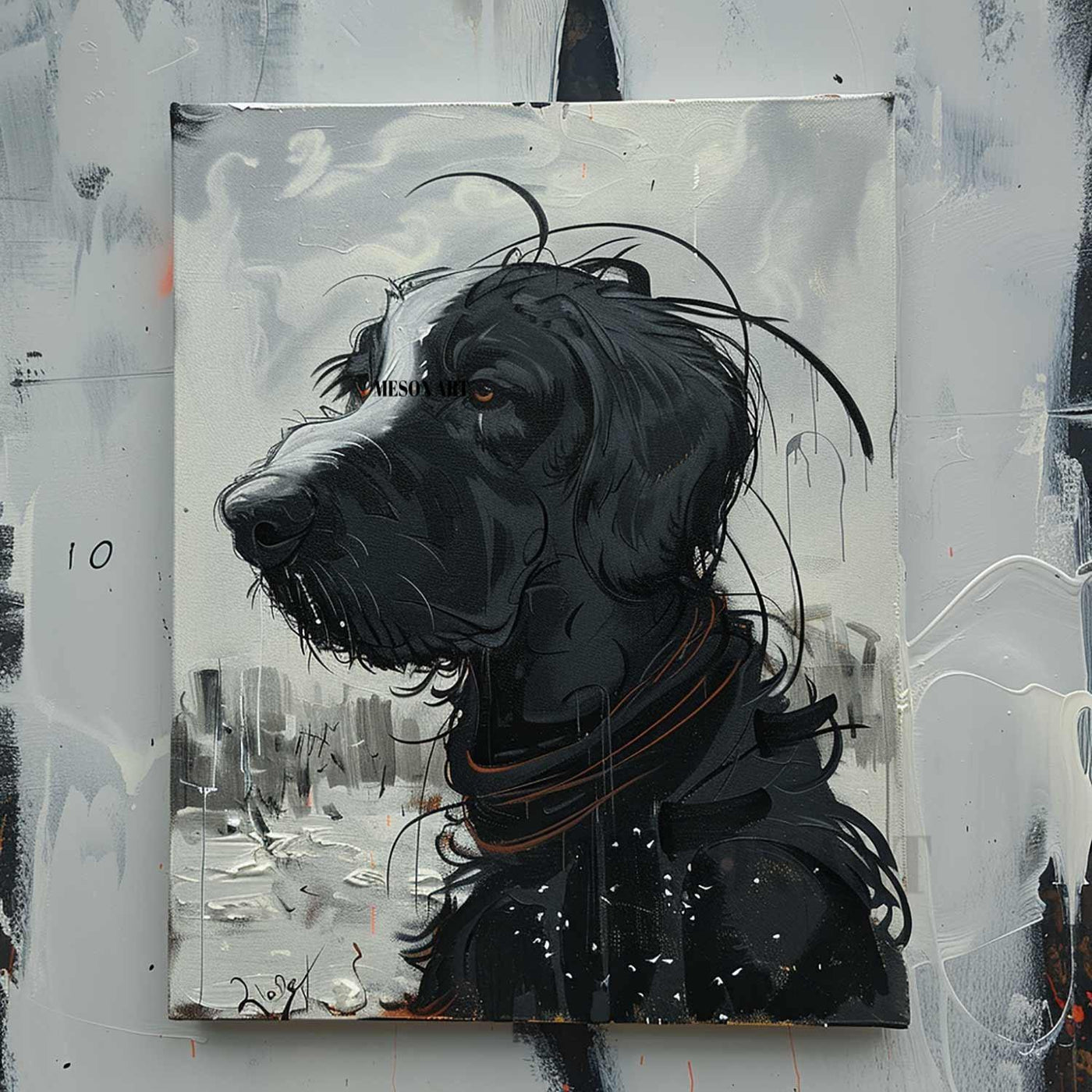 Large Dog Portrait Paintings for Sale Black and White Dog Portrait ...