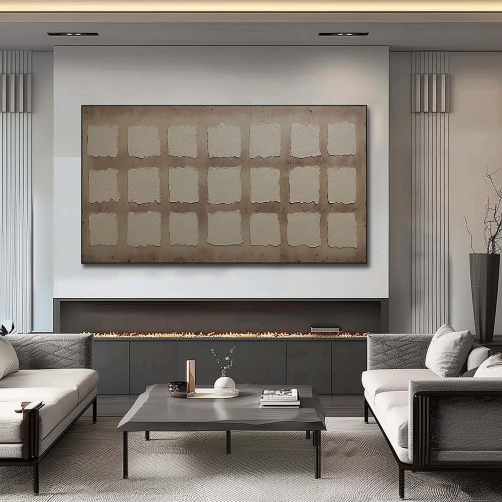 Large Brown Square Abstract Canvas Wall Art Brown Texture Painting ...
