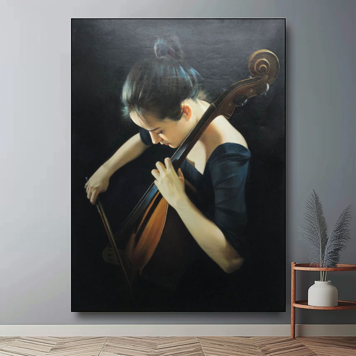 Realistic Oil Painting Of Girl Playing Cello Hyper-Realistic Cello Girl ...