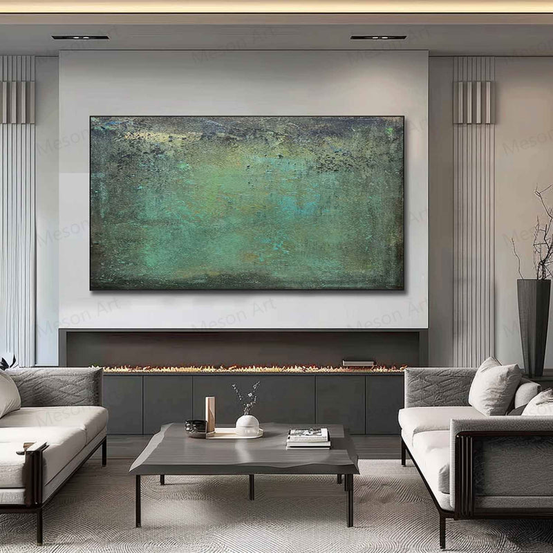 Large Green Textured Abstract Canvas Wall Art Green Minimalist Textured ...