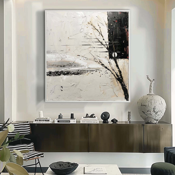 Wabi-Sabi Wall Art Gray and Black Abstract Art for Sale Gray and Black Minimalist Canvas Oil ...