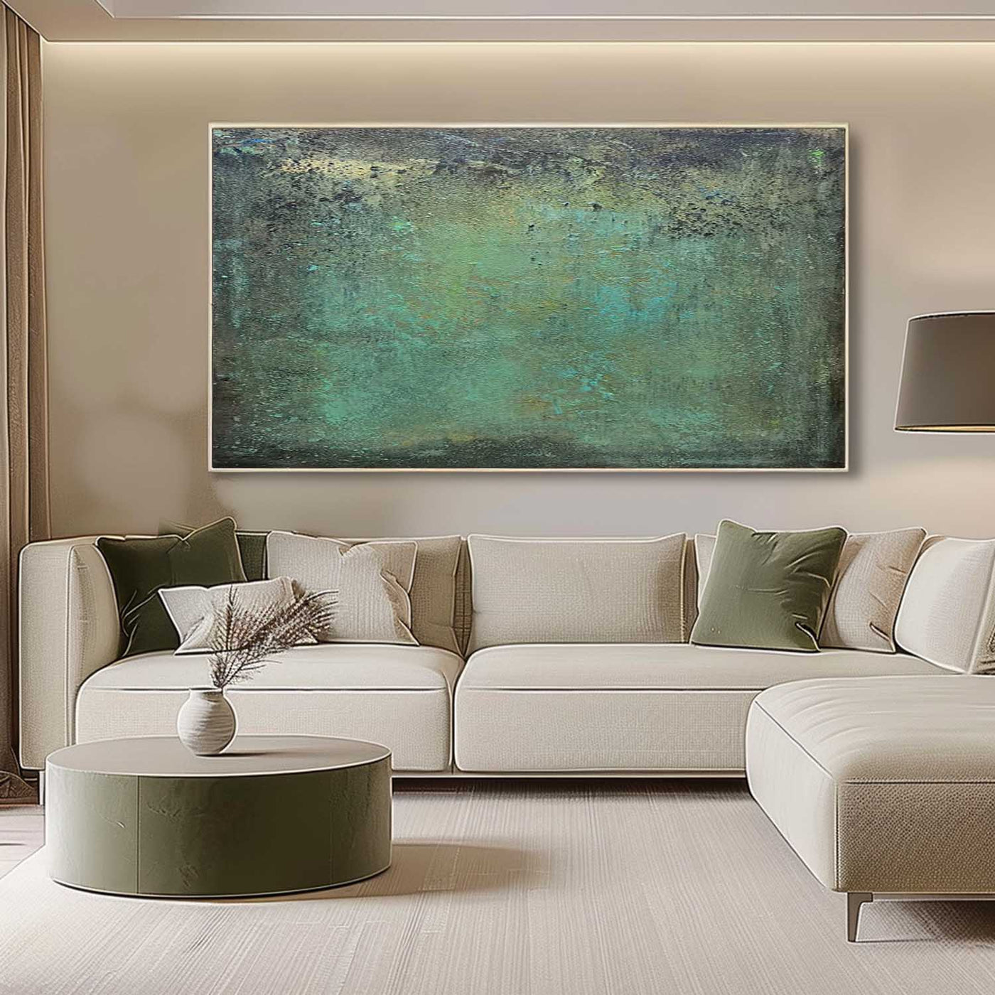 Large Green Textured Abstract Canvas Wall Art Green Minimalist Textured ...