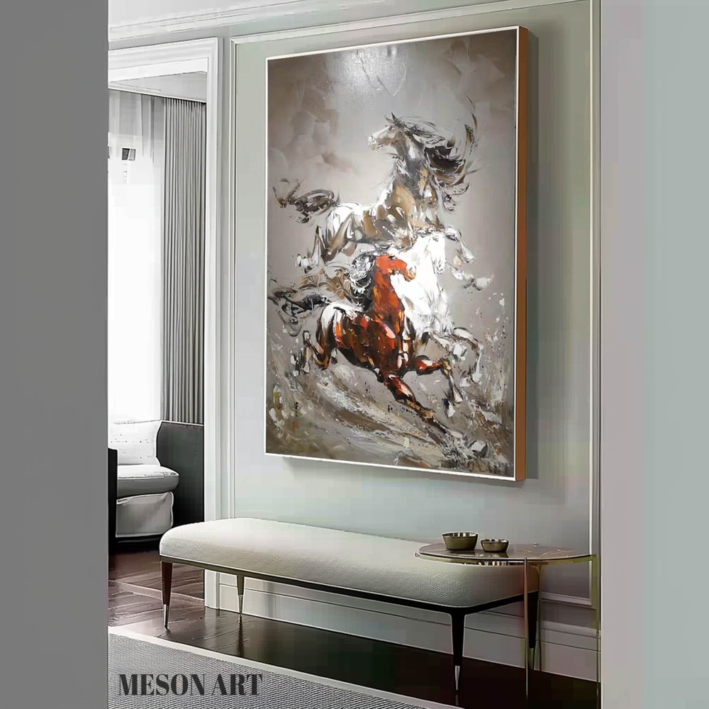 3 Horses Abstract and Realistic Oil Paintings Horse Canvas Abstract and Realistic Art Horse Wall ...