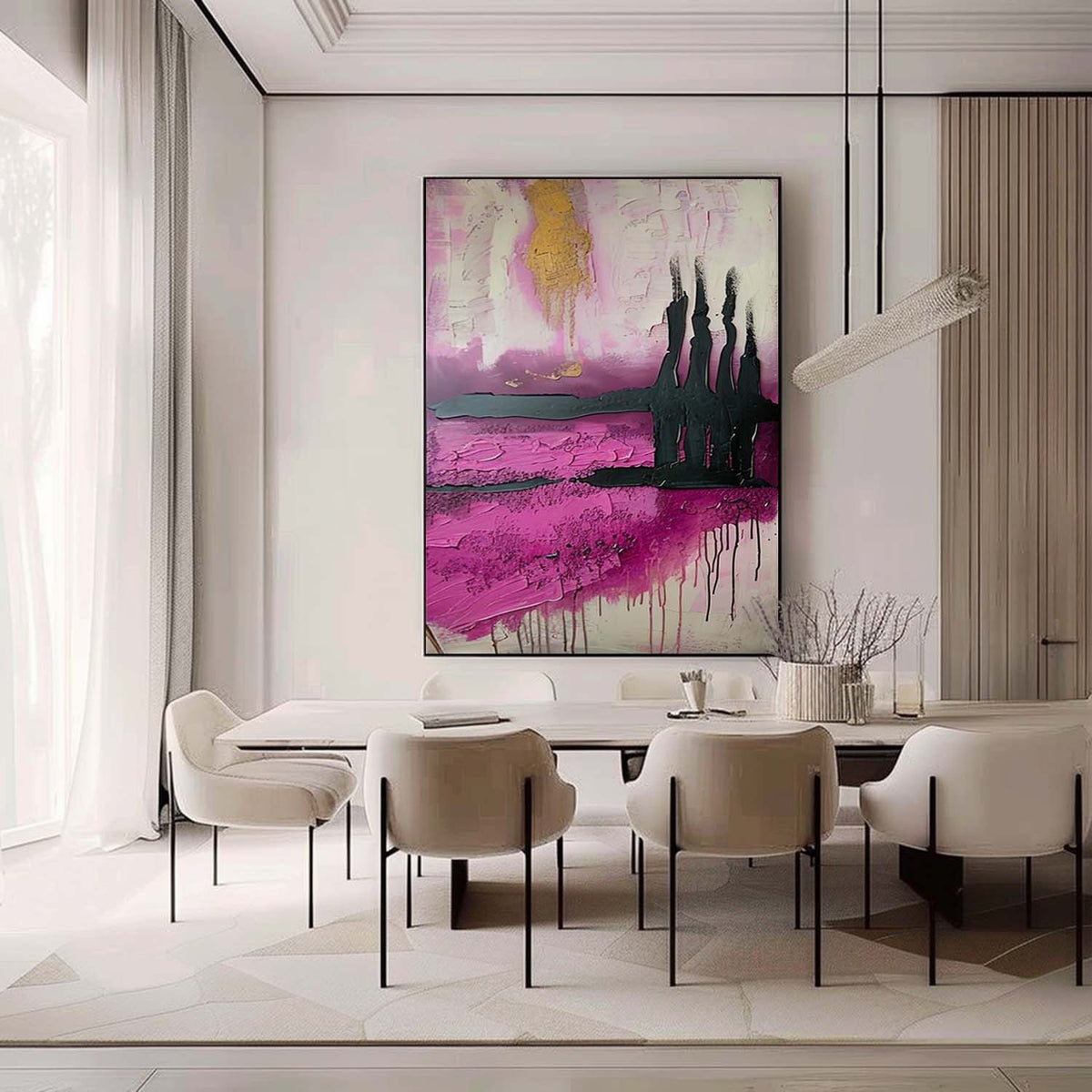 Pink Abstract Texture Art Large Pink Abstract Canvas Wall Hanging ...