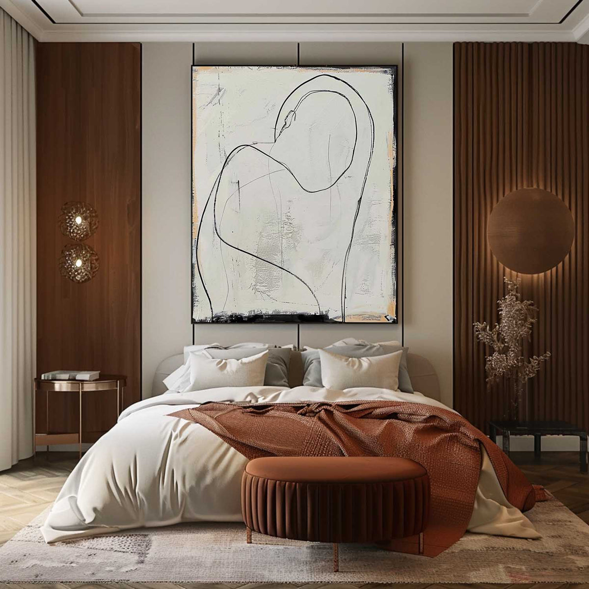 Black and White Line Minimalist Wall Hanging Painting Abstract ...